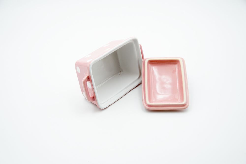 Butterdose Auflaufform Backform Keramik rosa Landhausstil | IR5486